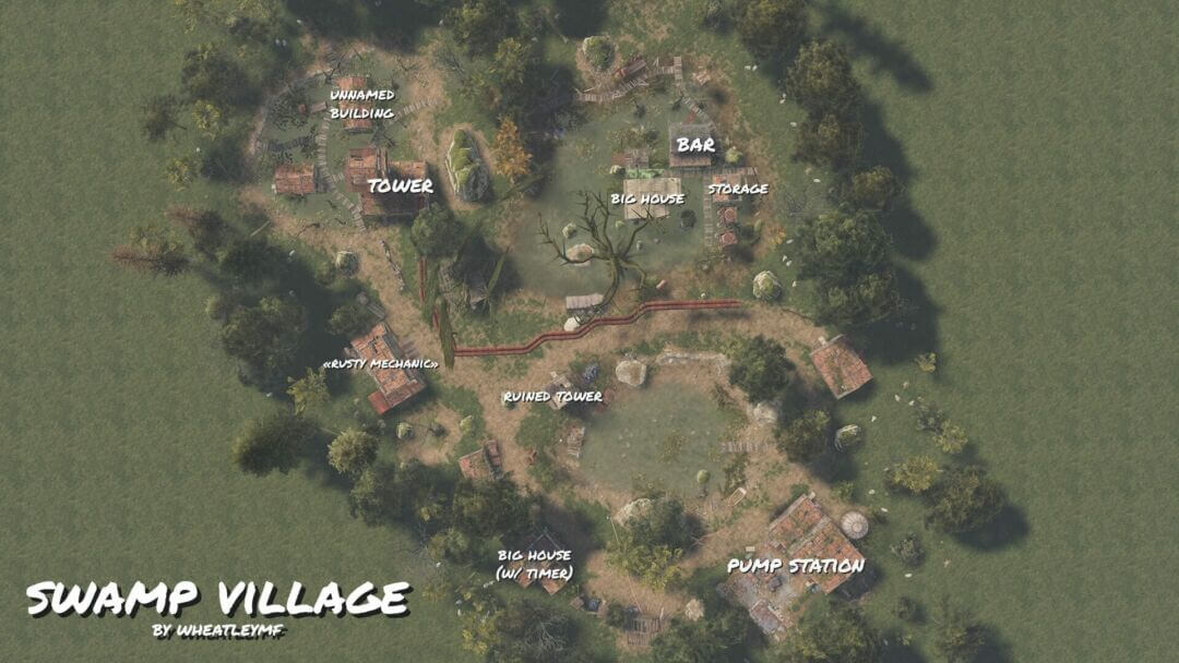 Swamp Village Custom Rust Monument - Lone Design