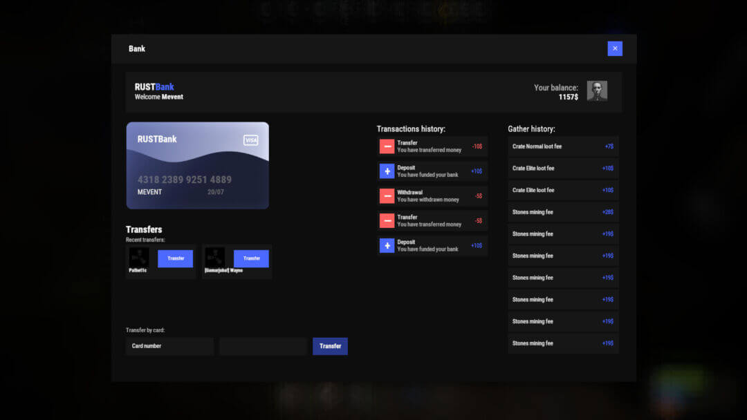 Bank System Rust Plugin - Lone Design