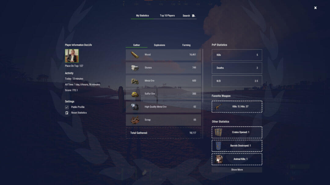 XDStatistics Rust Plugin - Lone Design