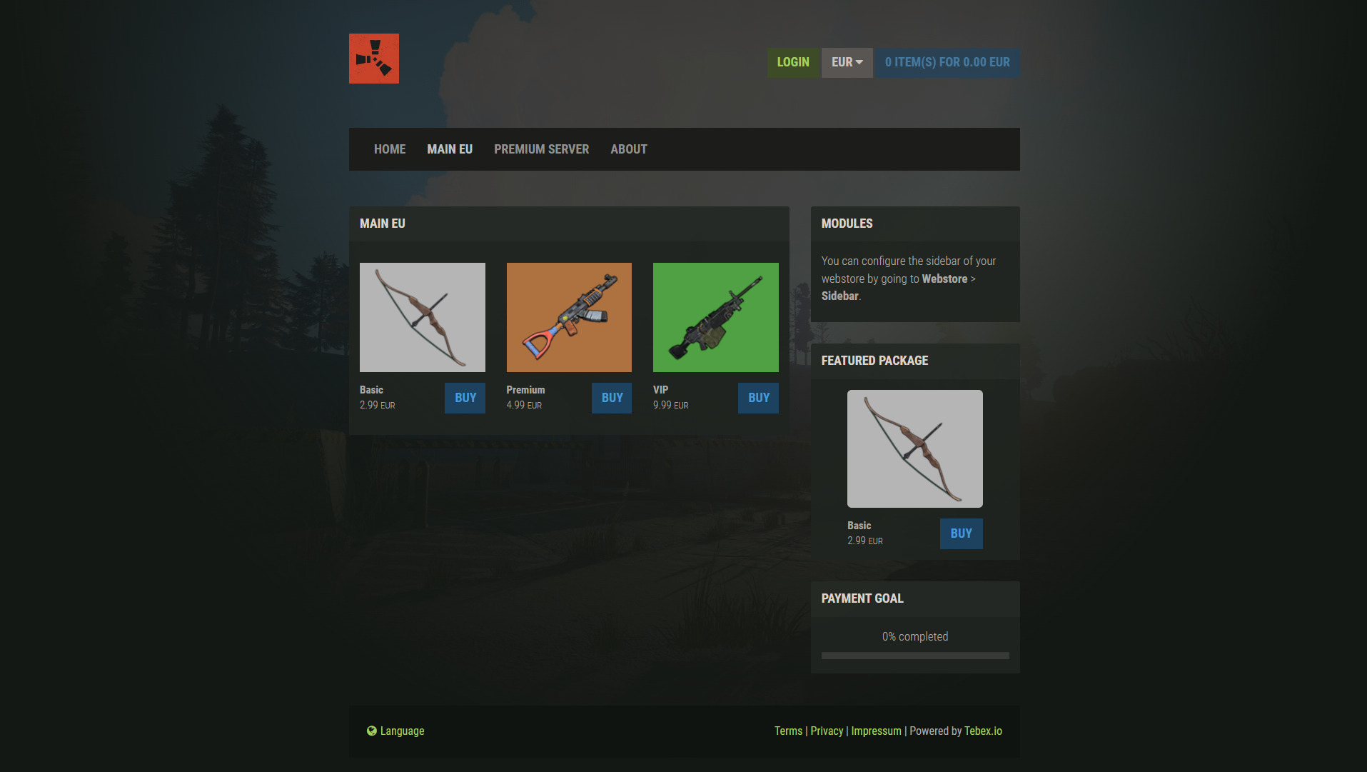 Tebex Template Outpost Rust Website Lone Design