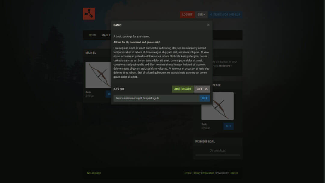 Tebex Template - Outpost Rust Website - Lone Design
