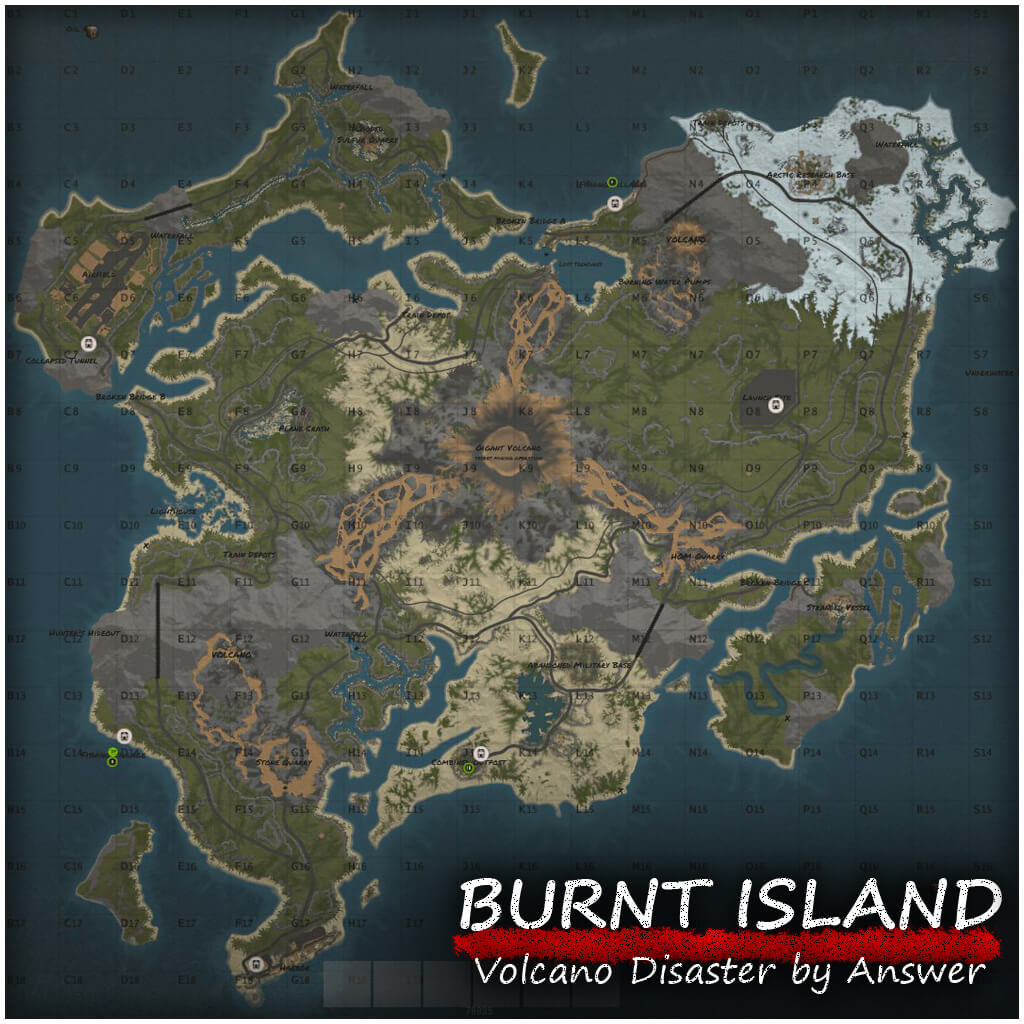 Burnt Island: Volcano Disaster Custom Rust Map - Lone Design