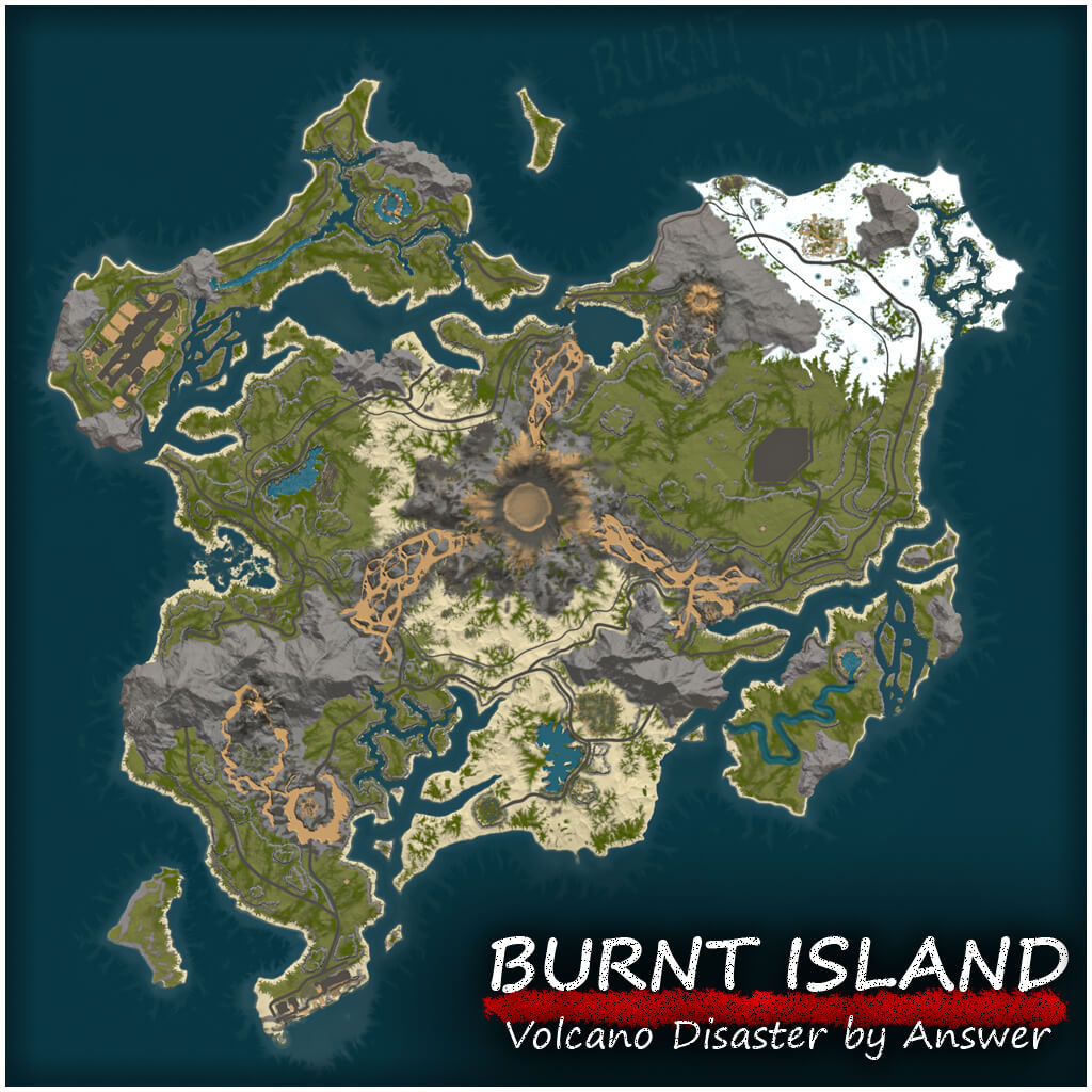 Burnt Island: Volcano Disaster Custom Rust Map - Lone Design
