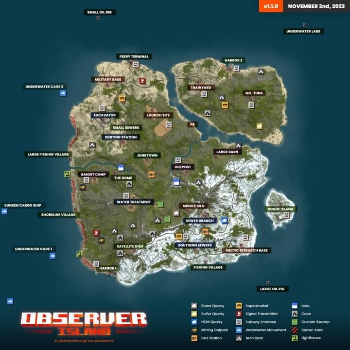 Observer Island Rust Map Guide & Tips - Lone Design