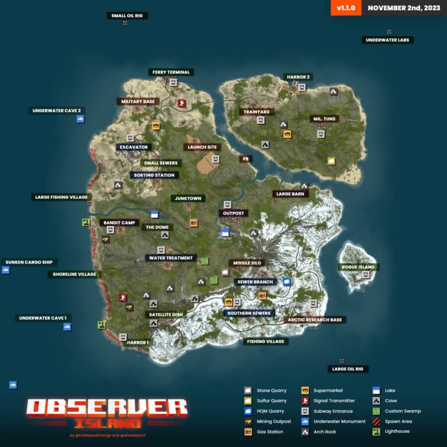 Observer Island Rust Map Guide & Tips - Lone Design