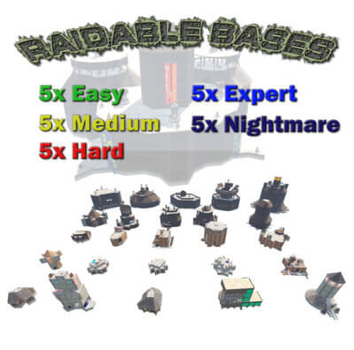 25 X Raidable Bases - Pack 1 - Rust