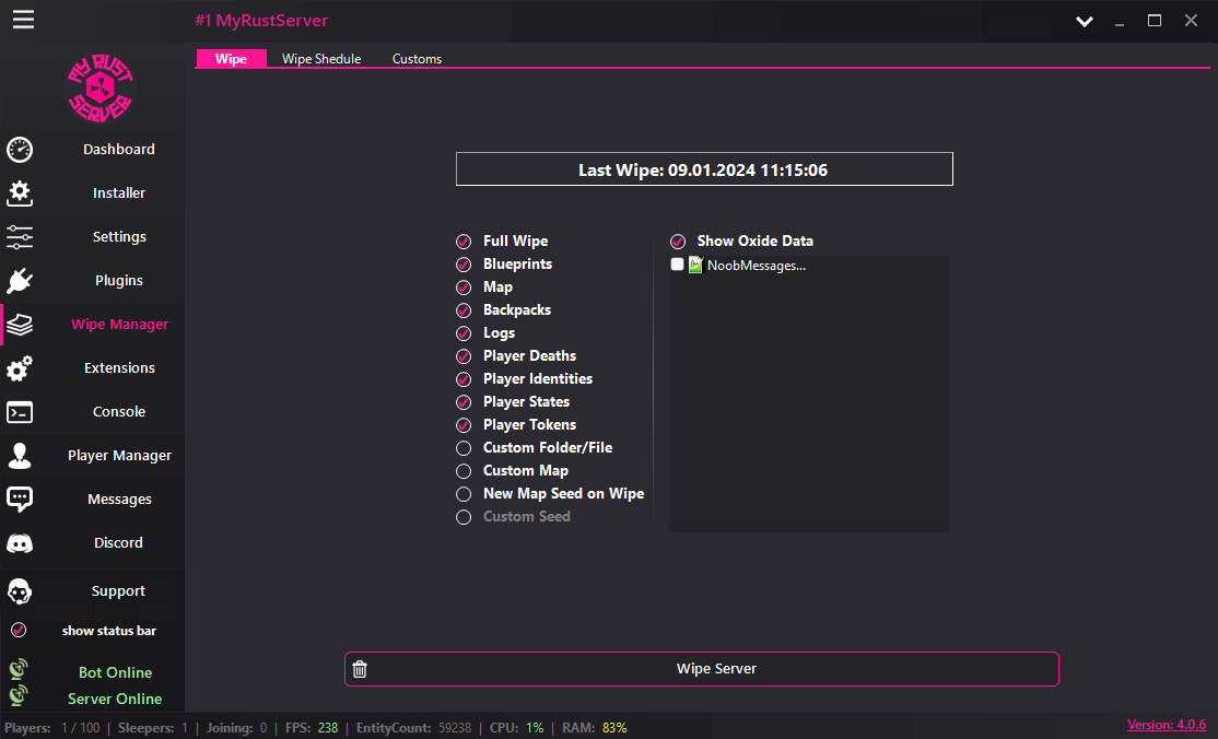 MyRustServer 4.9.5 Server Management Tool - Lone Design