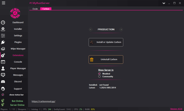 MyRustServer 4.9.5 Server Management Tool - Lone Design