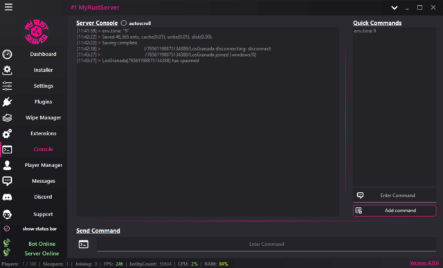 MyRustServer 4.9.5 Server Management Tool - Lone Design