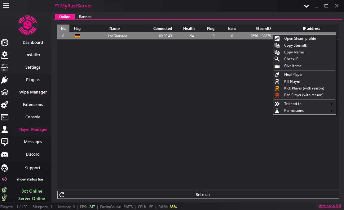 MyRustServer 4.9.5 Server Management Tool - Lone Design