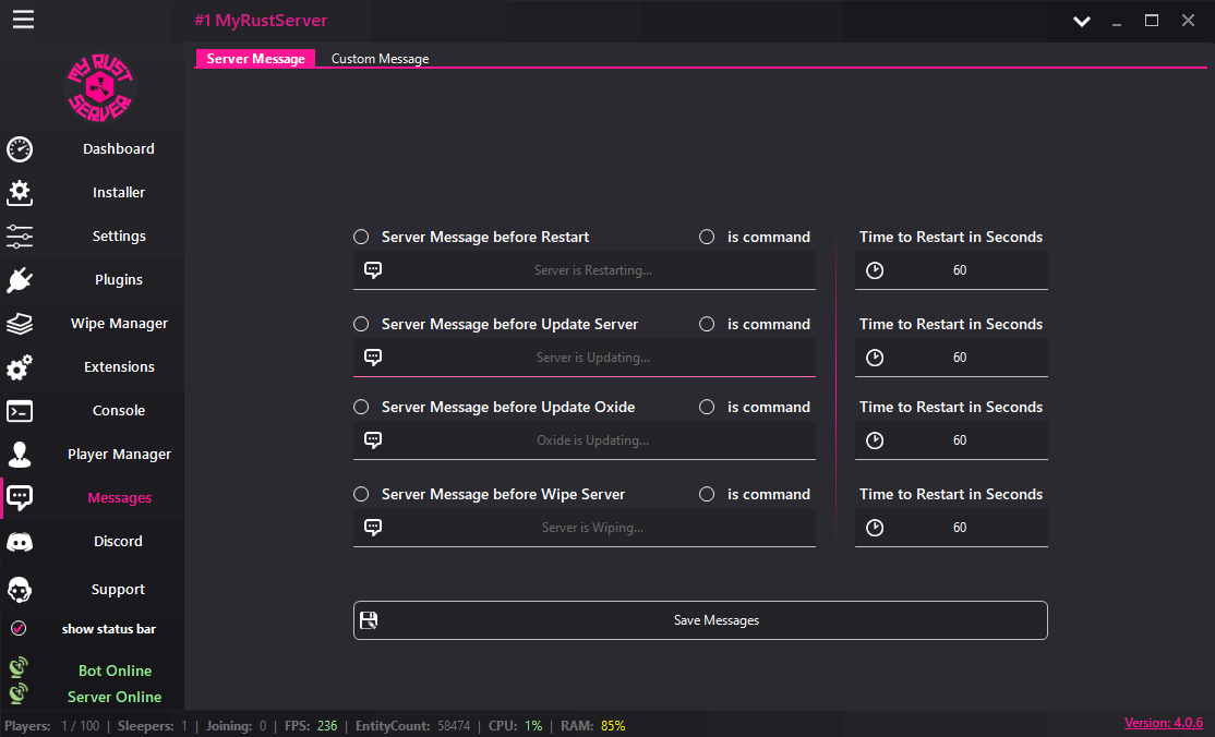 MyRustServer 4.9.5 Server Management Tool - Lone Design