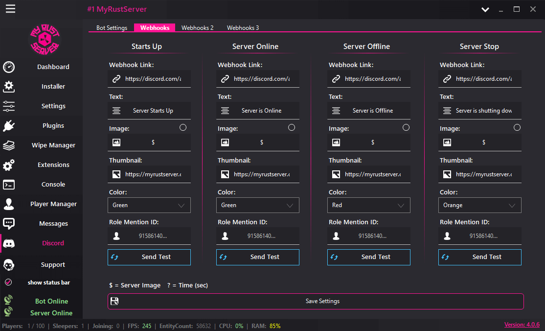 MyRustServer 4.9.5 Server Management Tool - Lone Design