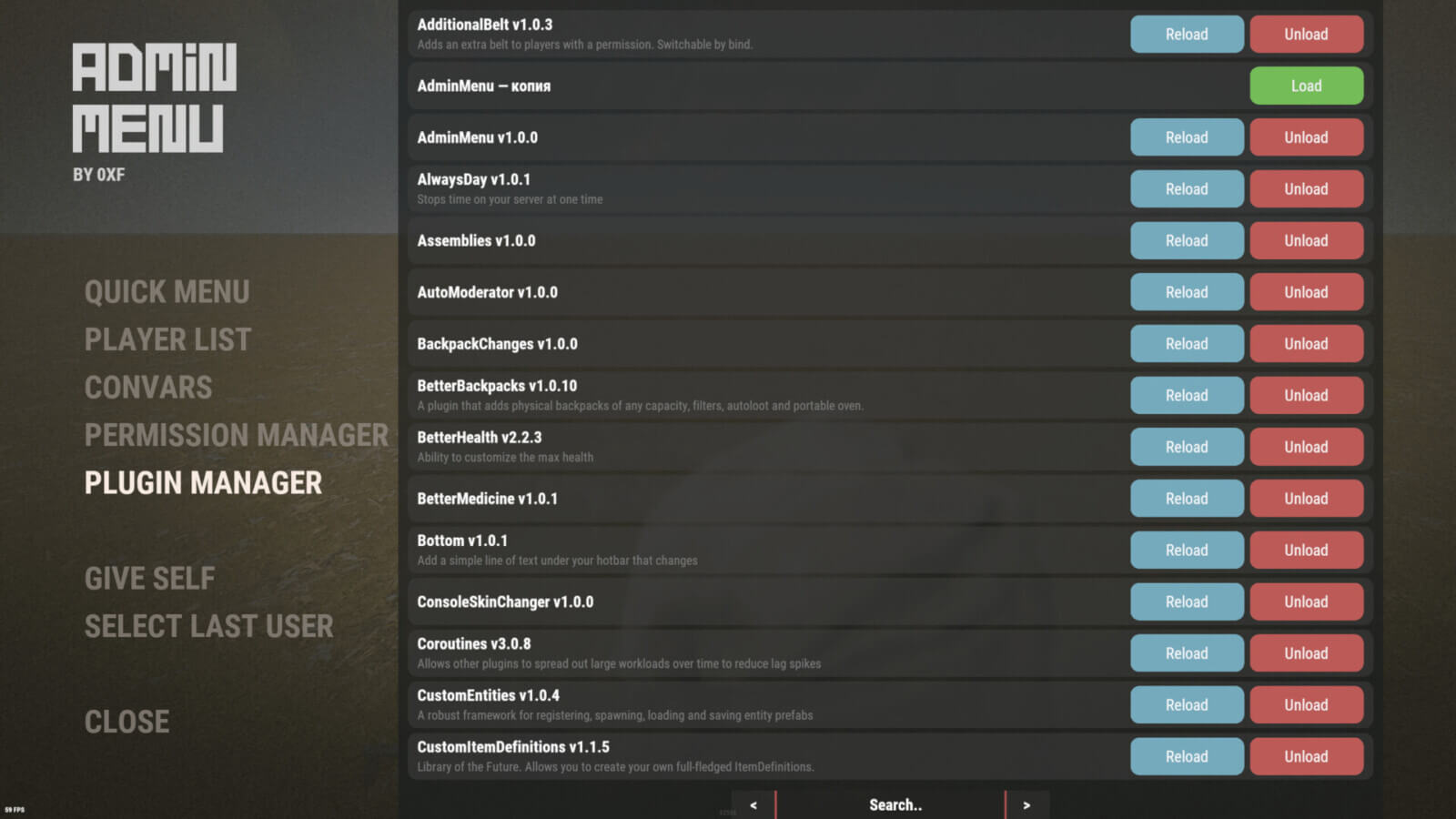 Admin Menu Rust Plugin - By 0xf - Lone.Design