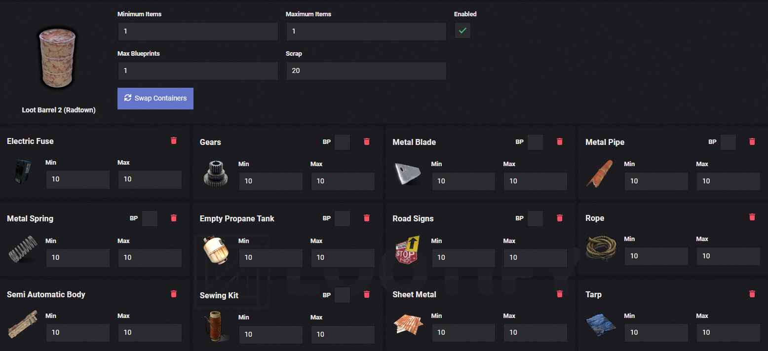 10x Loot Table Config - Lone Design