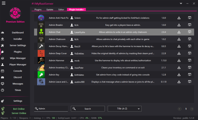 MyRustServer 6.0.3 Server Management Tool - Lone Design