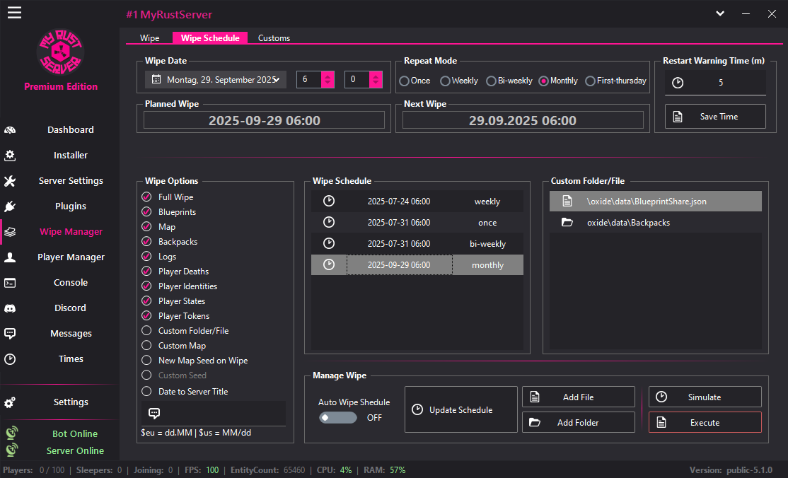 MyRustServer 5.1.1 Server Management Tool - Lone Design