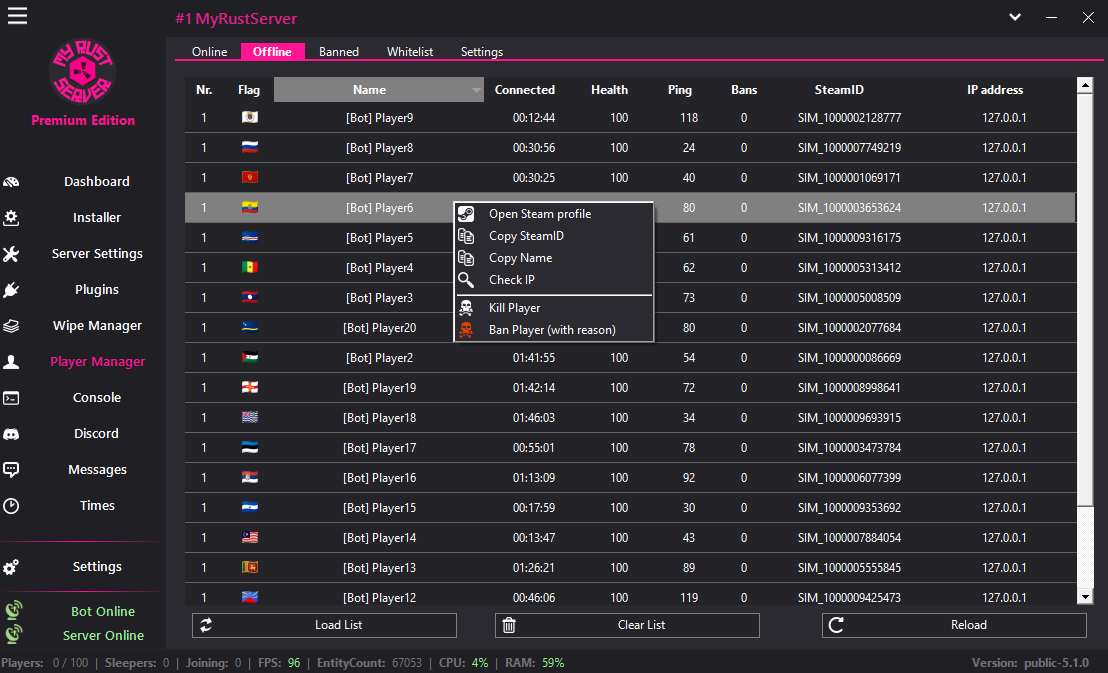 MyRustServer 5.1.1 Server Management Tool - Lone Design