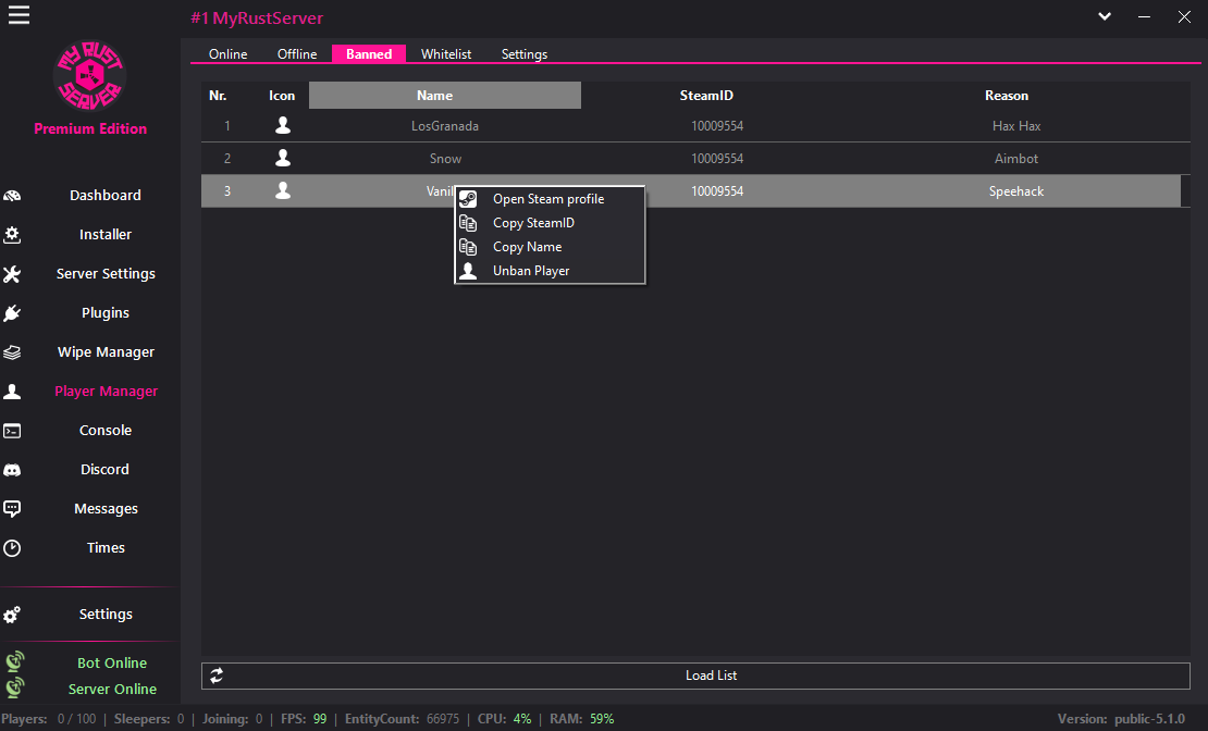 MyRustServer 6.0.1 Server Management Tool - Lone Design