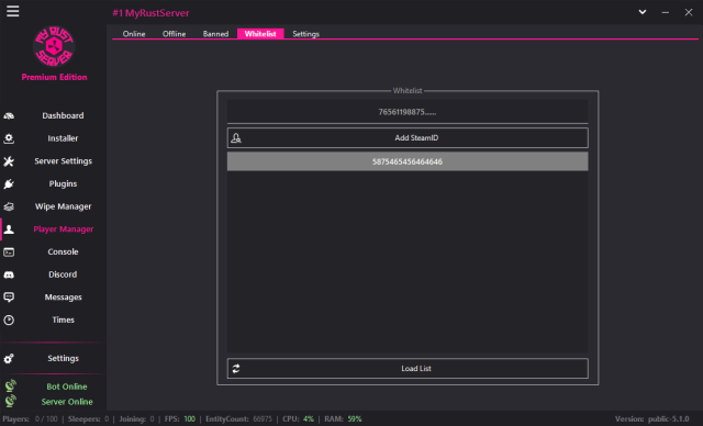 MyRustServer 5.1.1 Server Management Tool - Lone Design