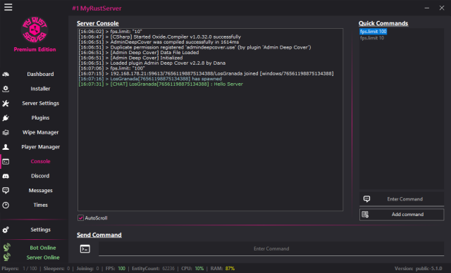MyRustServer 5.1.1 Server Management Tool - Lone Design